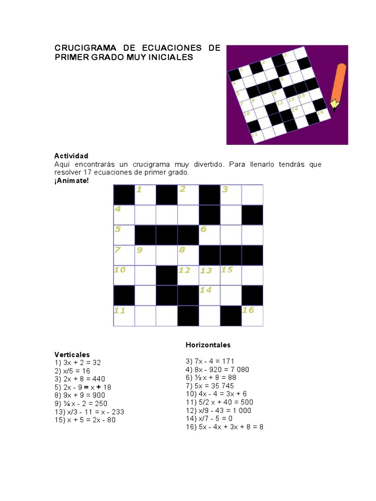 Crucigrama Ecuaciones | PDF