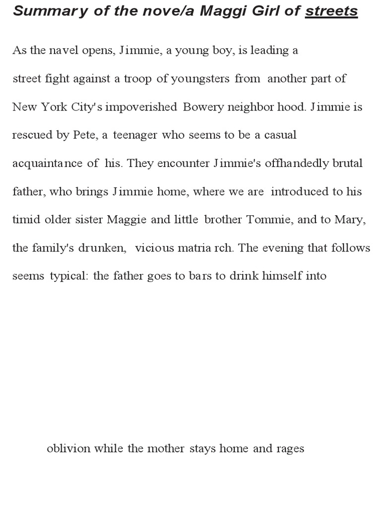 Summary of Maggi Girl of Streets | PDF