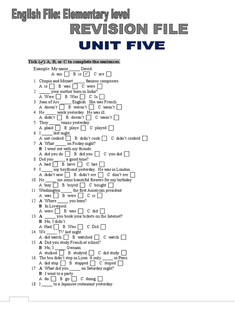 1st Year Revision Unit 5 | PDF | Linguistics
