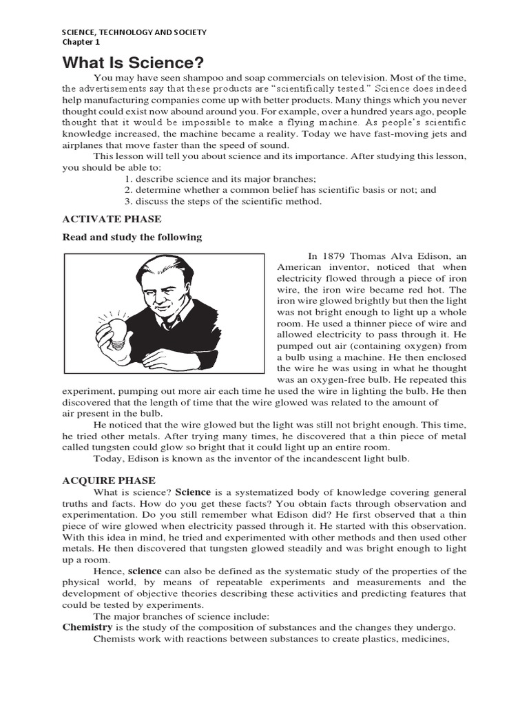 Sts Chapter 1 What Is Science Pdf Science Experiment 