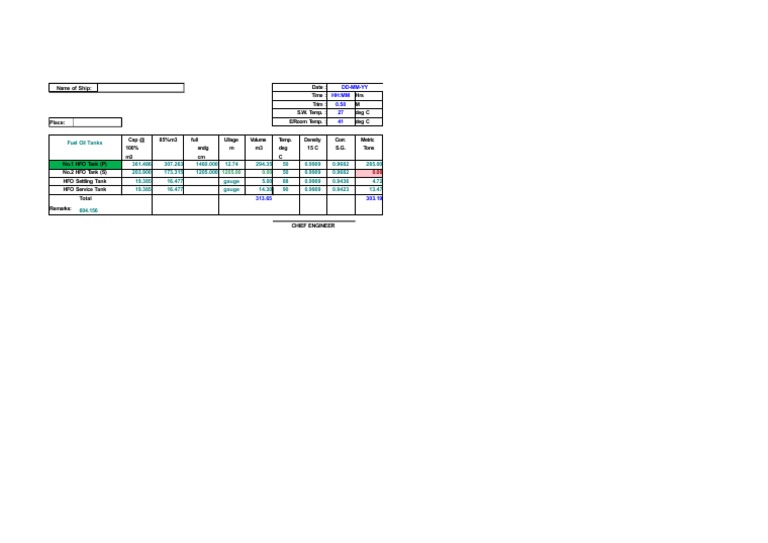 Bunker Calculation Excel Sheet | PDF