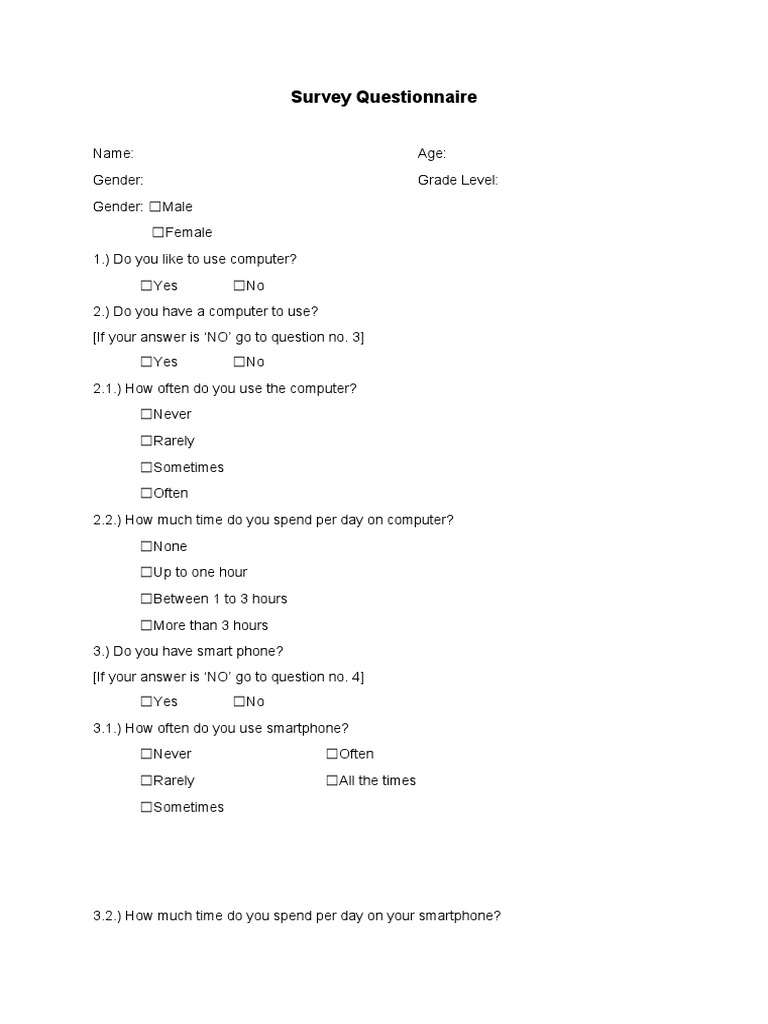 Survey Questionnaire | PDF | Educational Technology | Smartphone