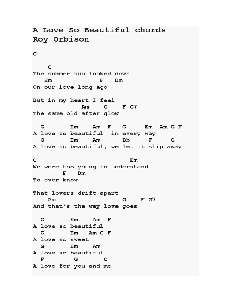 A Love So Beautiful Chords | PDF