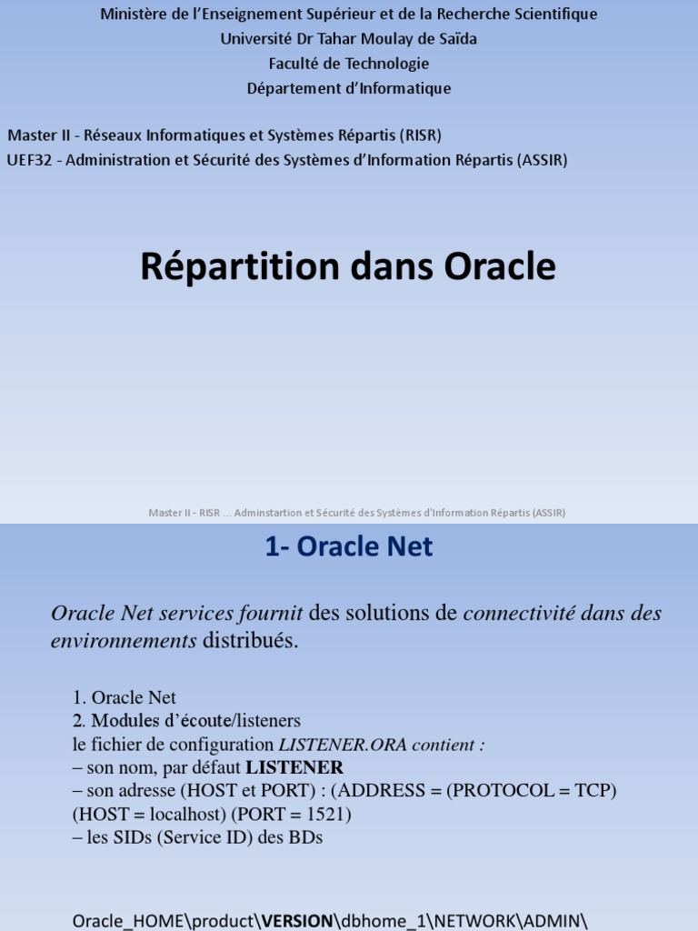 Oracle Net et Liens de Base de Données | PDF | Télécommunications | Ingénierie informatique