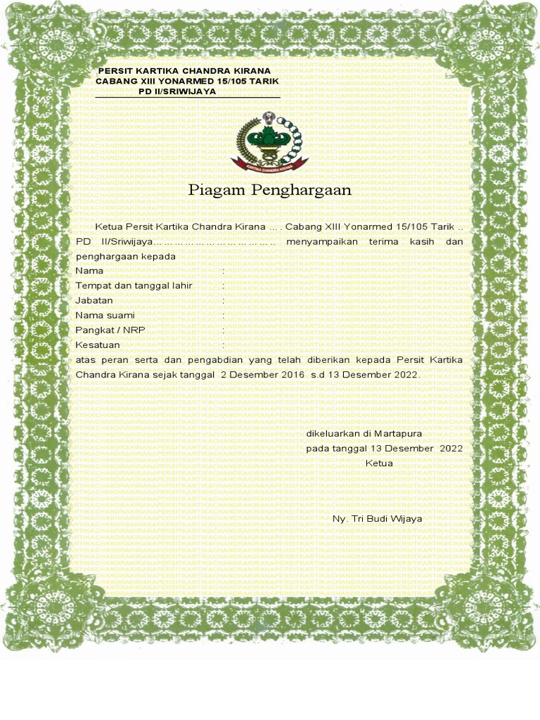 0 Blangko Piagam Penghargaan | PDF