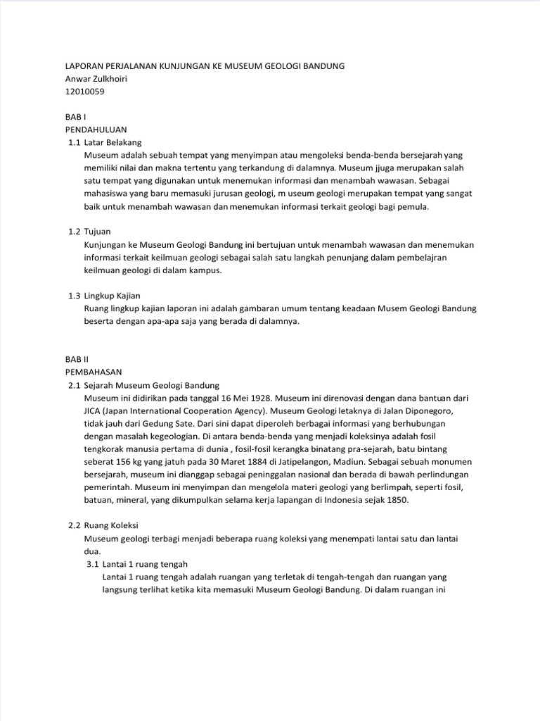 Dokumen - Tips - Laporan Perjalanan Kunjungan Ke Museum Geologi Bandung | PDF