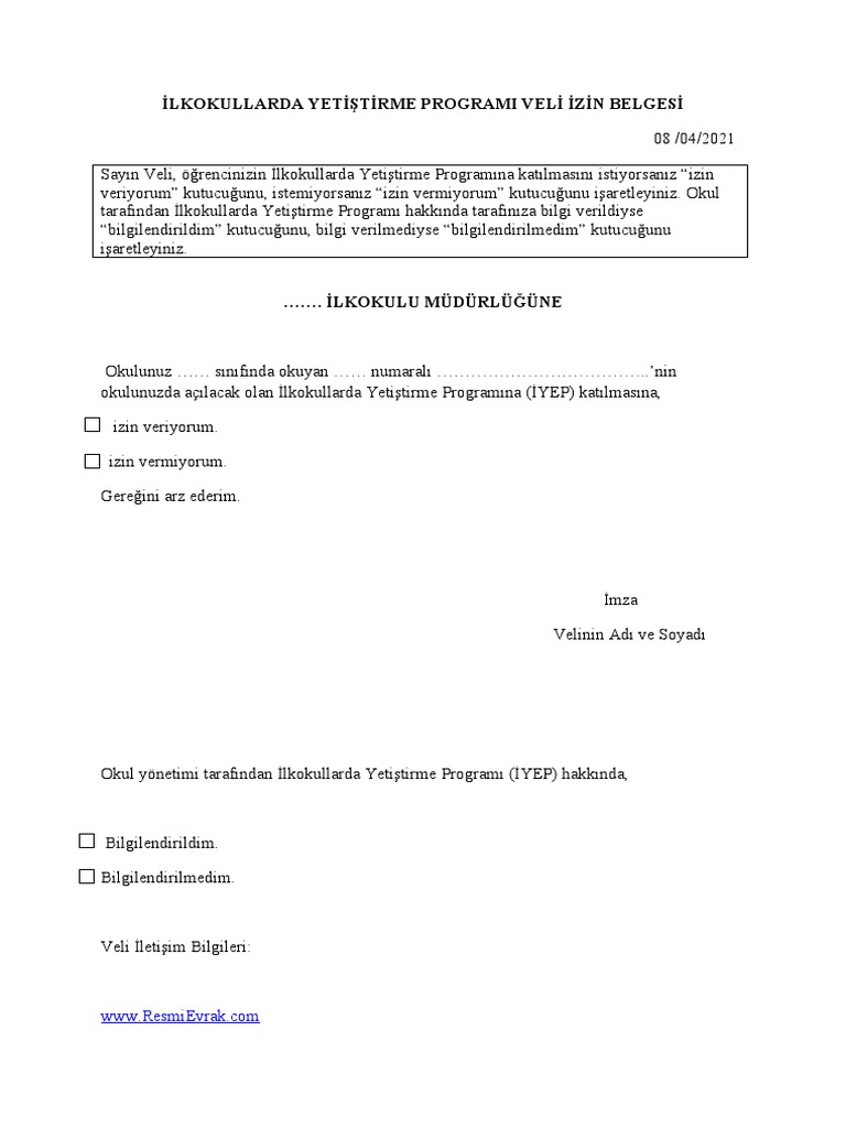 Iyep Veli Izin Dilekcesi | PDF