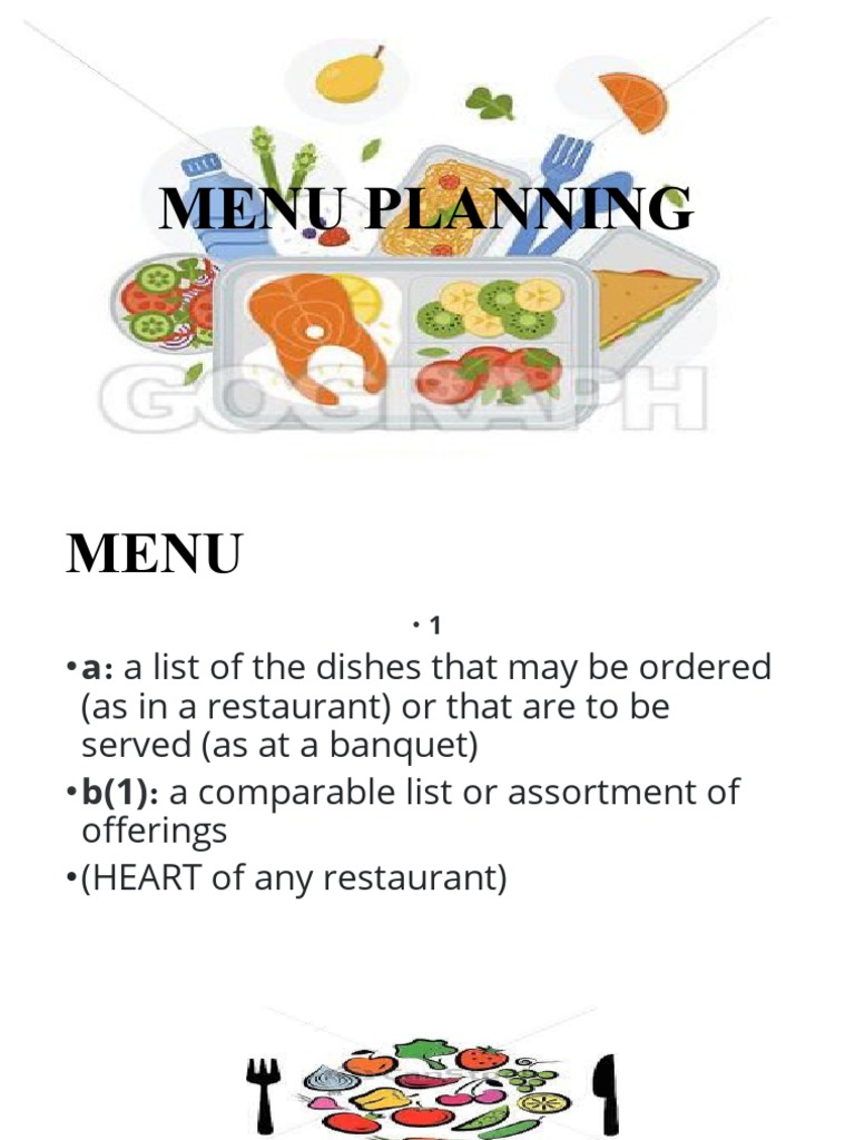 Menu Planning | PDF | Menu | Meal