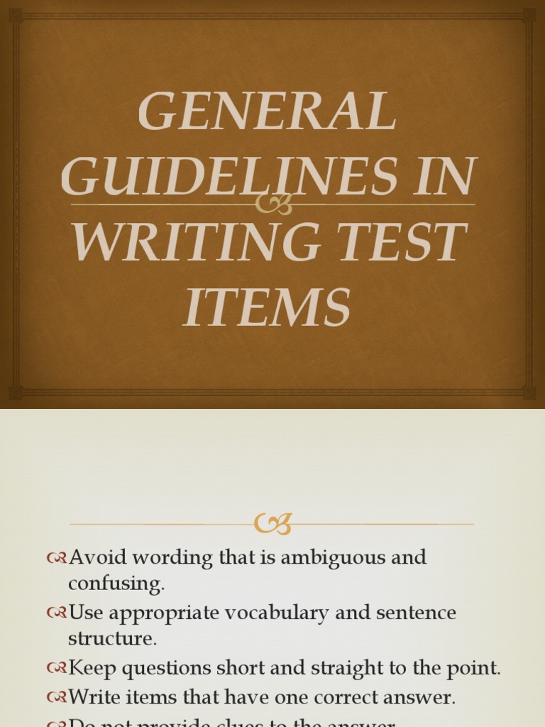 Guidelines for Writing Test Items | PDF | Question | Cognitive Science