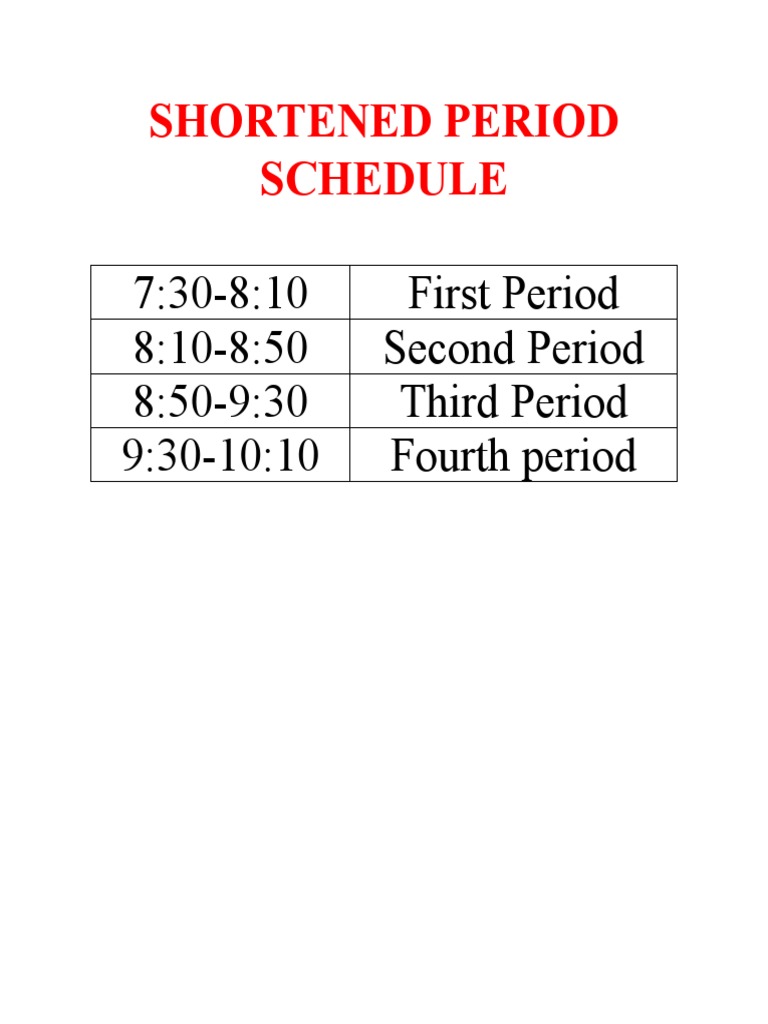 Shortened Period Schedule | PDF