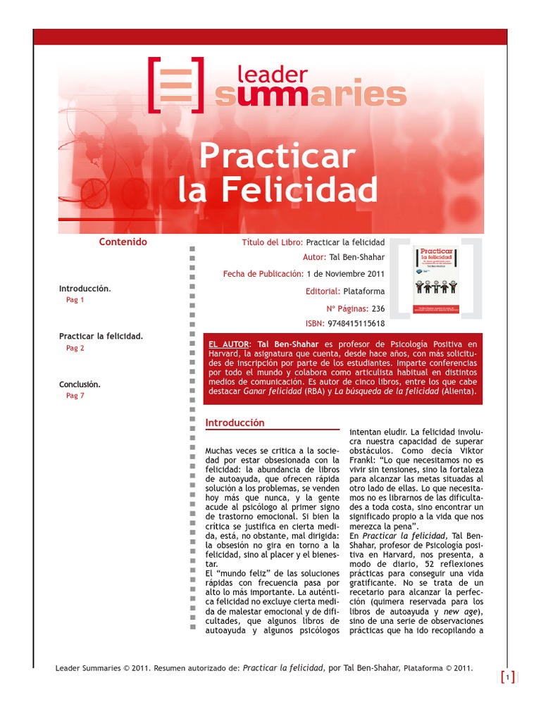 Practicar La Felicidad Descargar Gratis Pdf Felicidad Autoestima