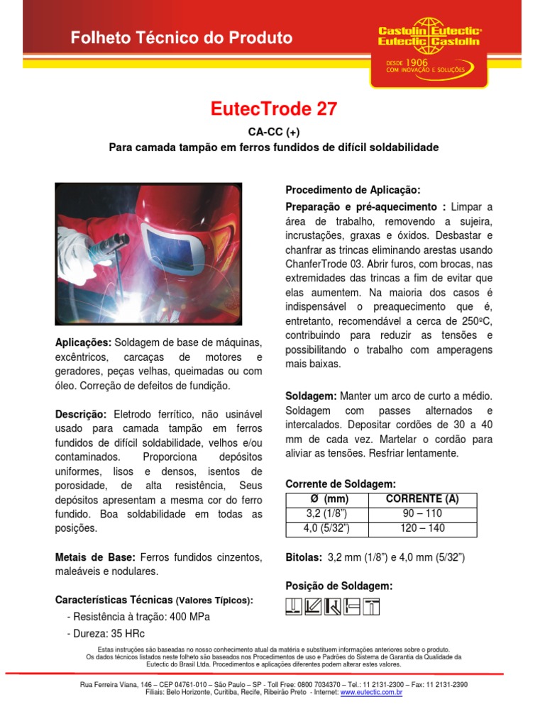 Eletrodo Eutectrode-27 | PDF | Substancias químicas | Metais
