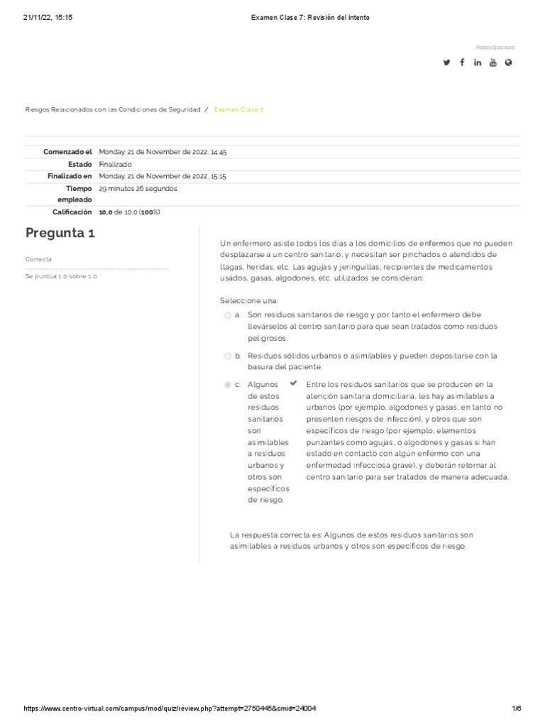 Examen Clase 7 - Revisión Del Intento | PDF | Residuos | Reciclaje