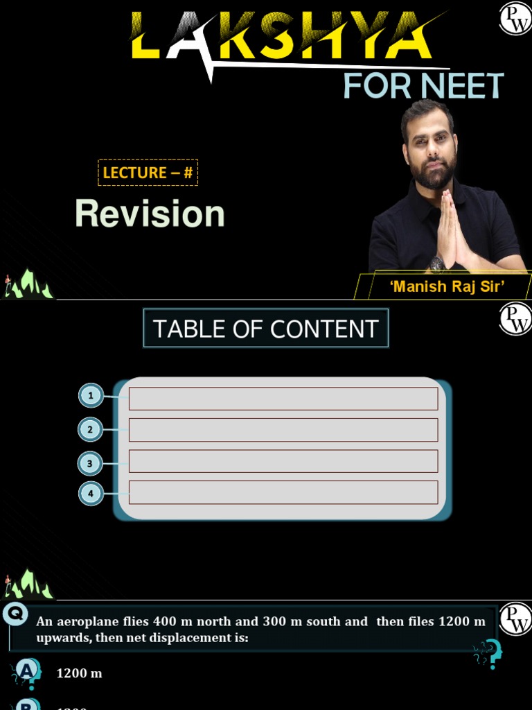 Revision Lectures for NEET Physics: Motion | PDF | Acceleration | Scientific Phenomena