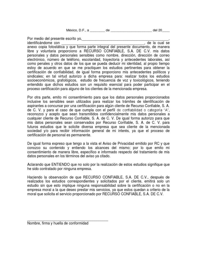 Consentimiento Rcontrol | PDF | Business