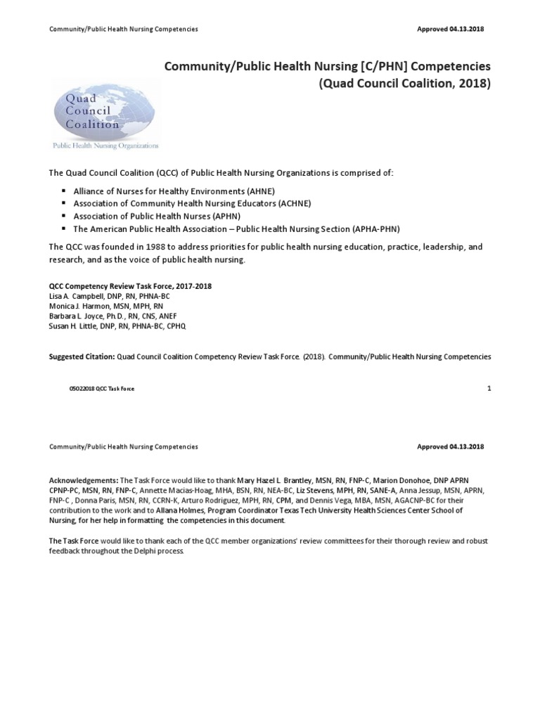 Community/Public Health Nursing Competencies | PDF | Qualitative ...