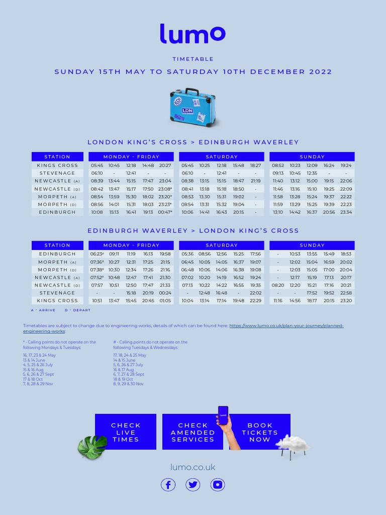 Lumo Train Timetable Overview | PDF