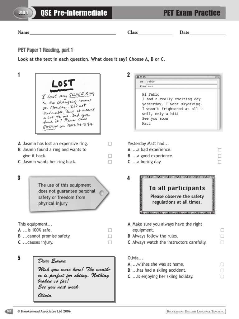PET Exam Practice | PDF
