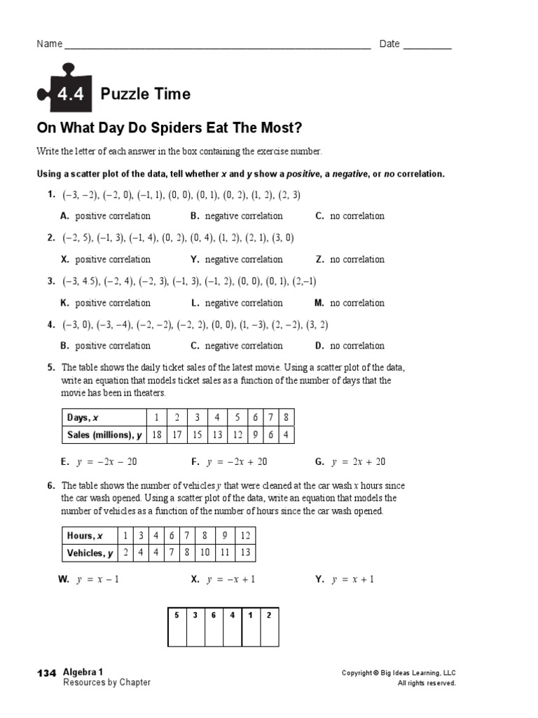 Ch. 4.4 (Day 2) HOMEWORK - Puzzle Time | PDF
