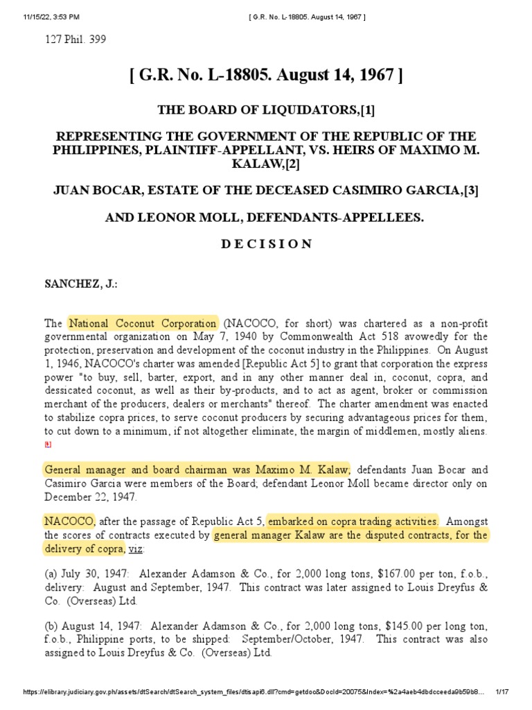 Board of Liquidators V Kalaw | PDF | Lawsuit | Ratification