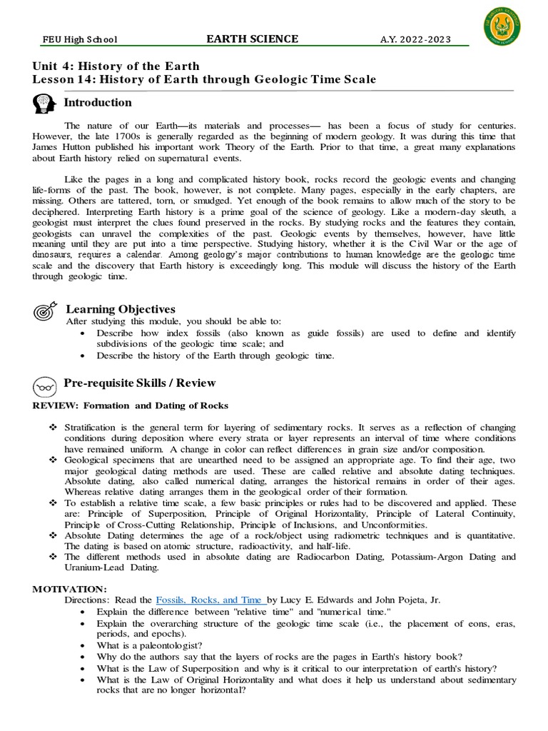 ES Study Guide - Lesson14-History-of-Earth-through-Geologic-Time-Scale ...