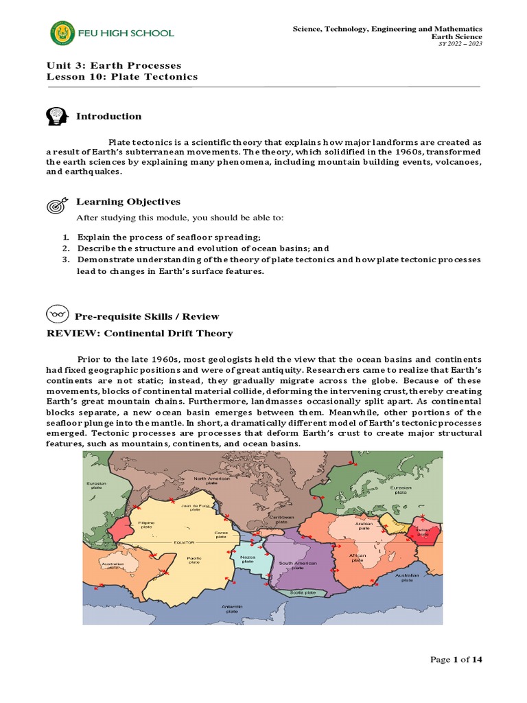 ES Study Guide - Lesson10 - Plate Tectonics | PDF | Plate Tectonics ...