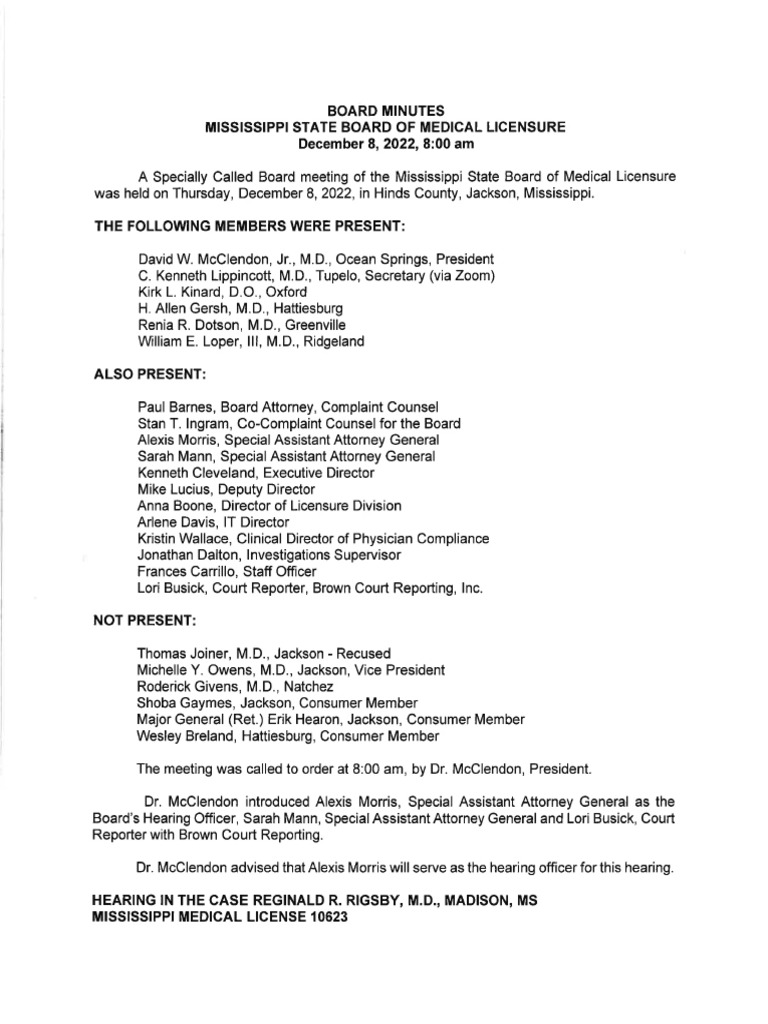 Rigsby Suspension | PDF | Patient | Testimony