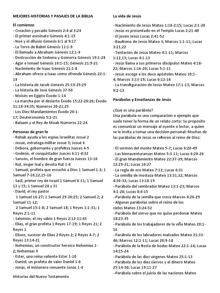 Mejores Historias y Pasajes de La Biblia | PDF | Parábolas de Jesús ...
