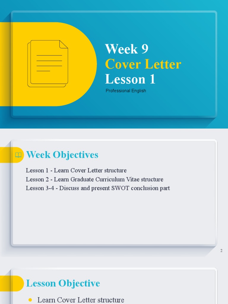 Week 9 - Lesson 3.1 - Cover Letter | PDF | World Wide Web | Internet & Web