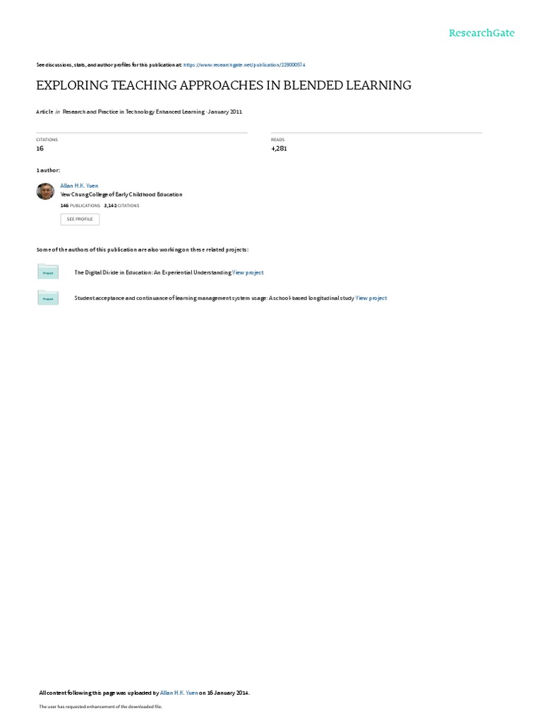 Exploring Teaching Approaches in Blended Learning | PDF | Educational Technology | Teaching Method