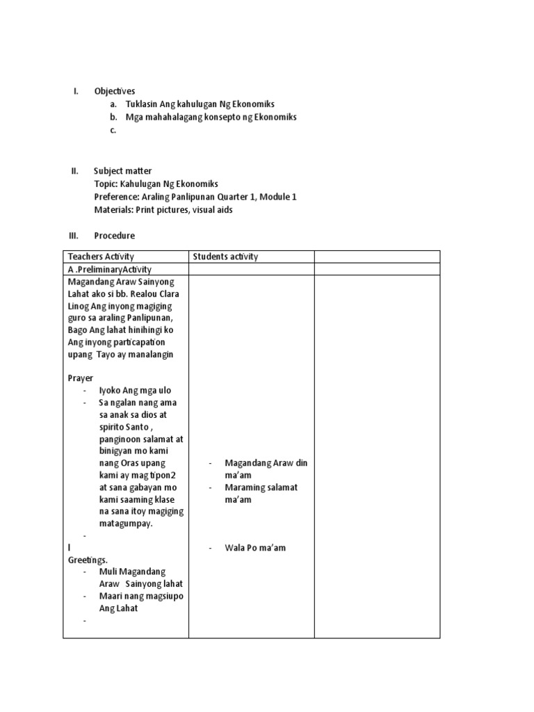 Lesson Plan Araling Panlipunan | PDF