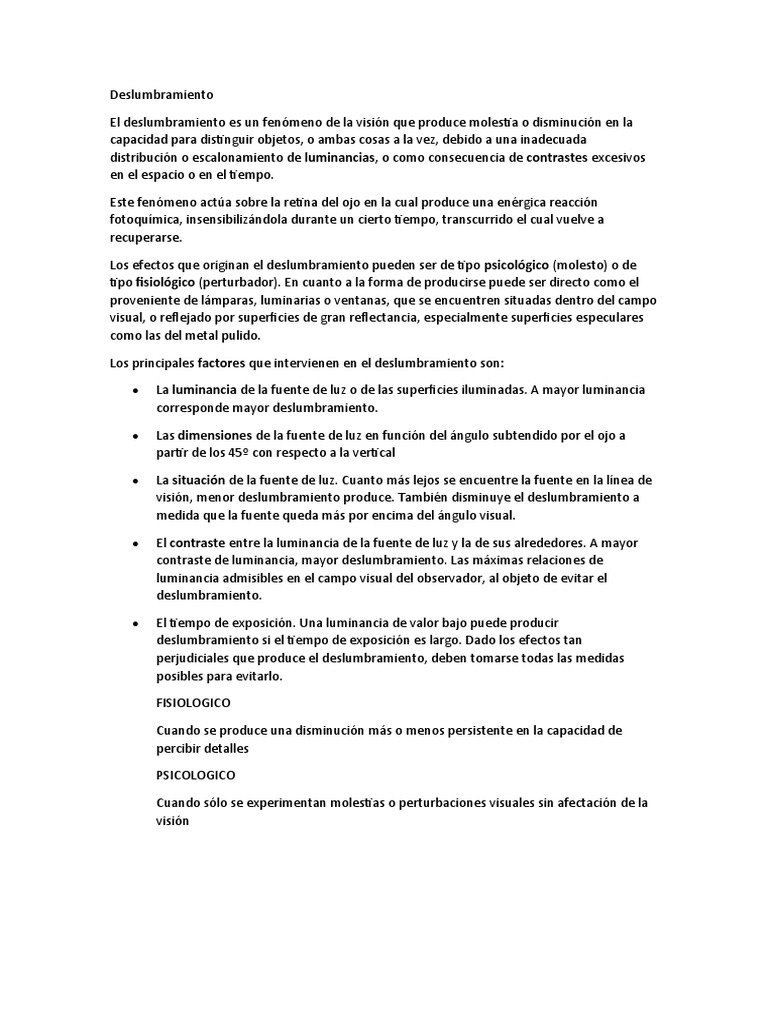 Deslumbramiento | PDF | Percepción visual | Ligero