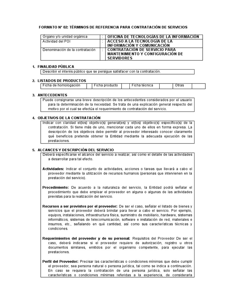 Formato TDR Servicio | PDF | Publicidad | Software