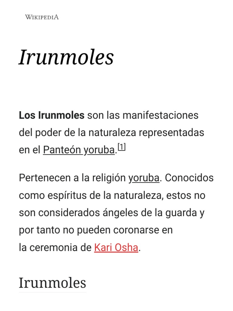 Irunmoles: Espíritus de la Naturaleza Yoruba | PDF