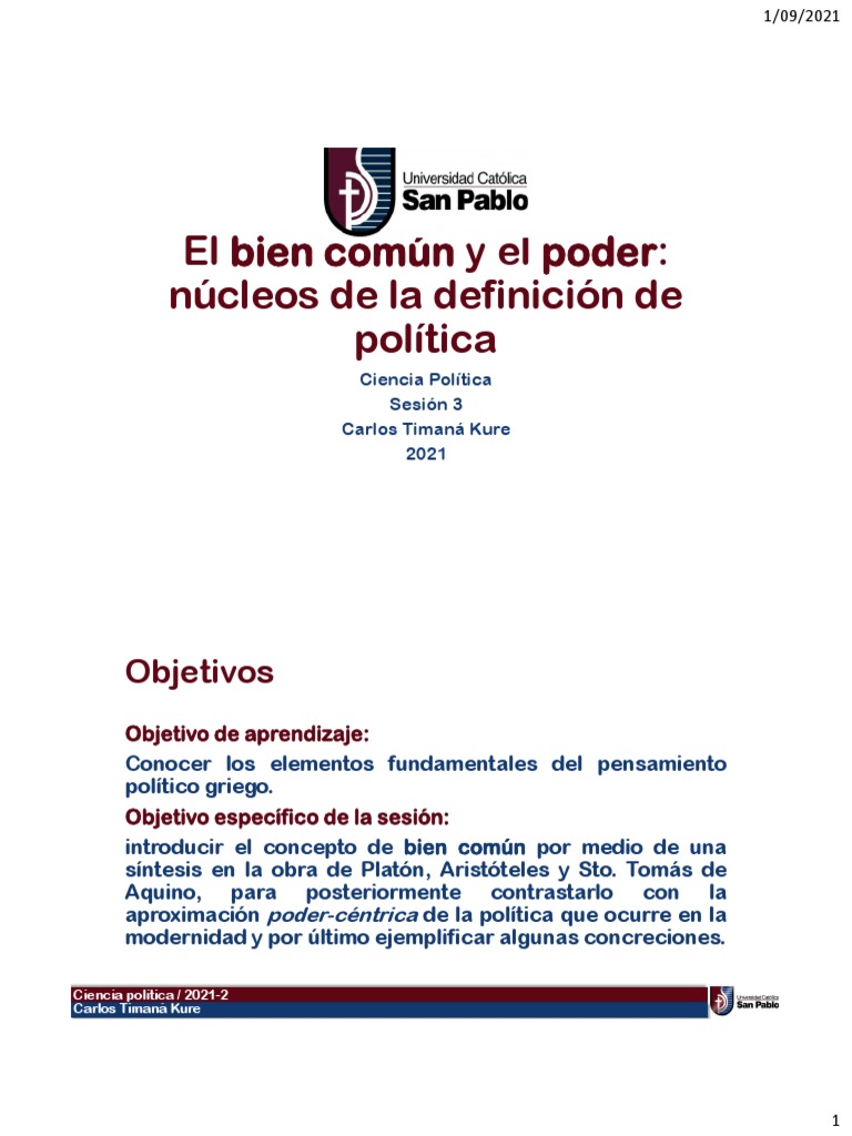 Sesion 3 El Bien Común y El Poder | PDF | Aristóteles | Platón
