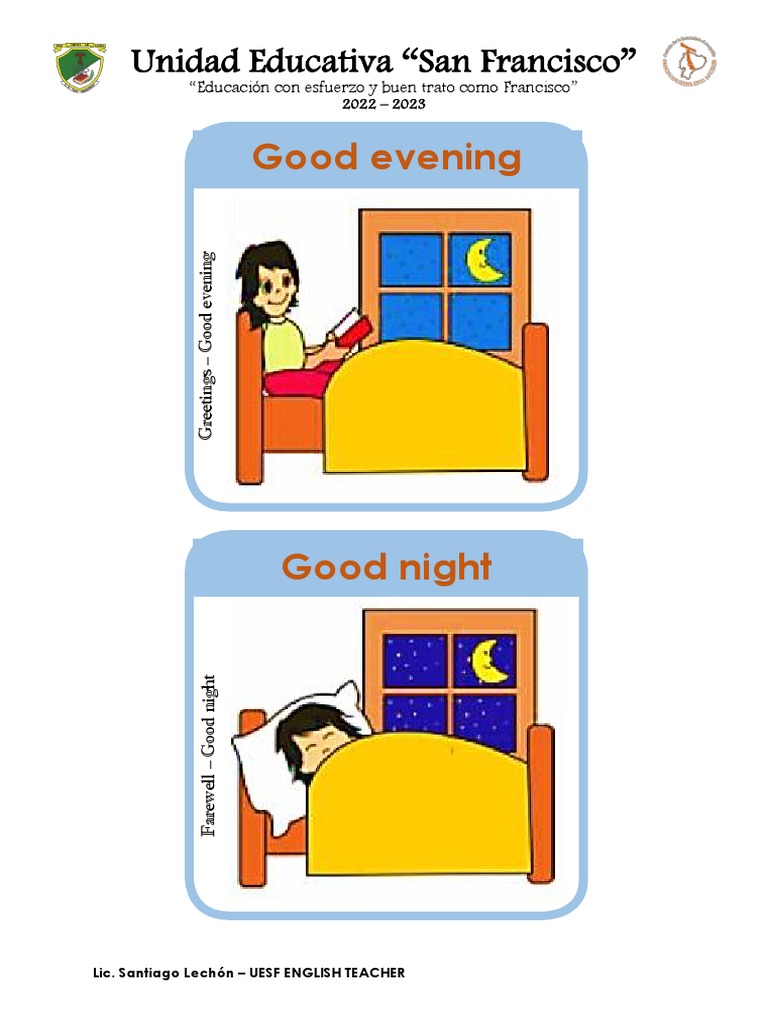 Class Material - Greetings and Farewells - Good Evening and Good Night ...