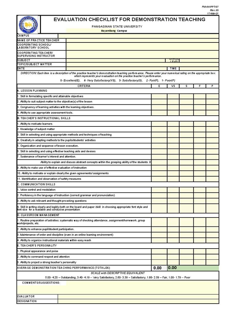 PT Form 7 | Download Free PDF | Teaching Method | Teachers