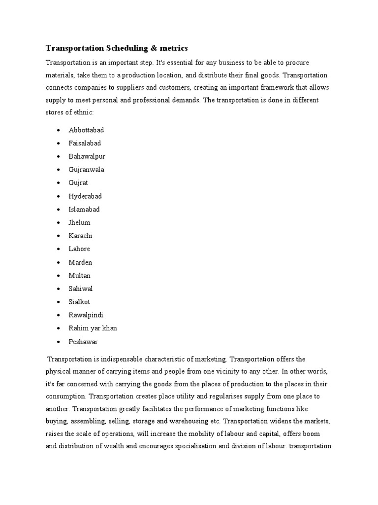 Transportation Scheduling Insights | PDF | Transport | Warehouse