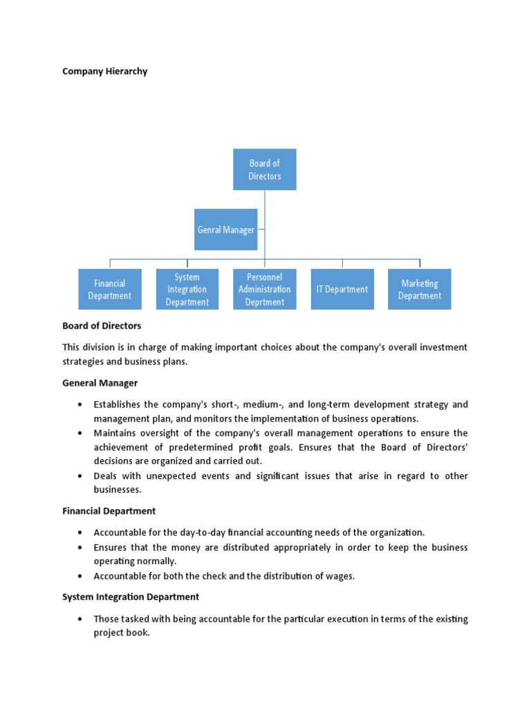 Company Hierarchy | Download Free PDF | Board Of Directors | Marketing
