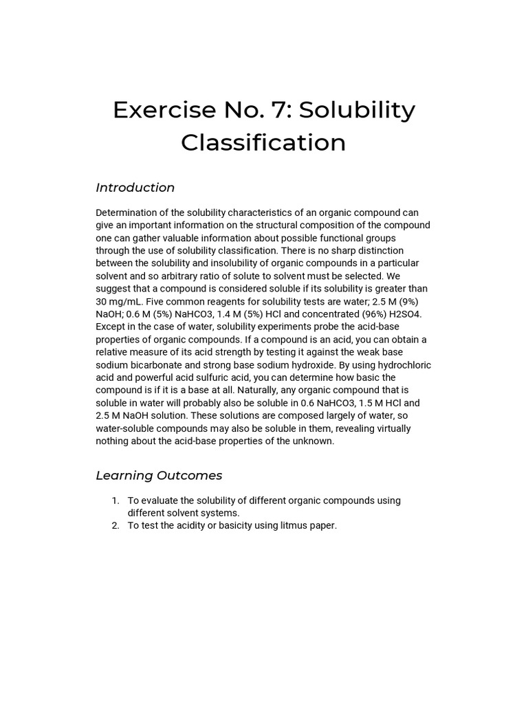 Solubility Test for Organic Compounds | PDF | Solubility | Sodium Hydroxide