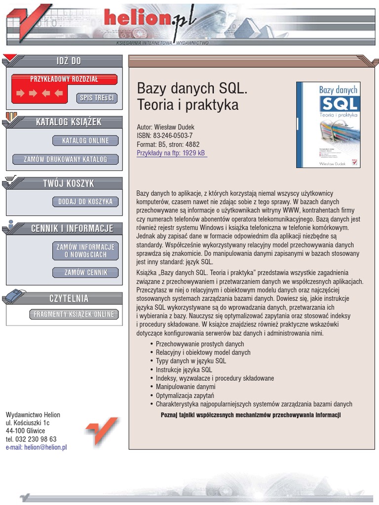Bazy Danych SQL. Teoria I Praktyka | PDF