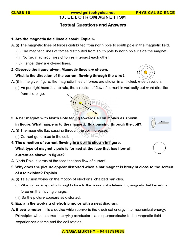 10th PS EM-10 TQA-1 | PDF | Electromagnetic Induction | Magnetic Field