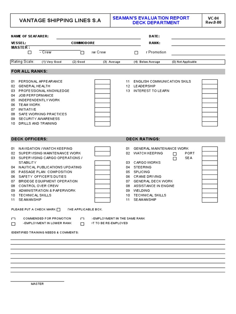 VC-04 - Seaman's Evaluation Report | PDF