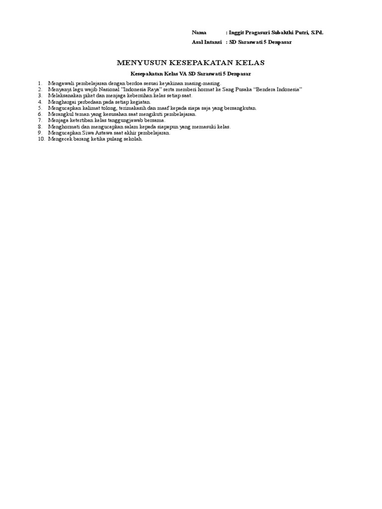 LK Kesepakatan Kelas | PDF