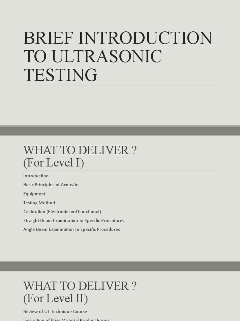 Introduction To Ultrasonic Testing Principles Pdf Sound Hertz