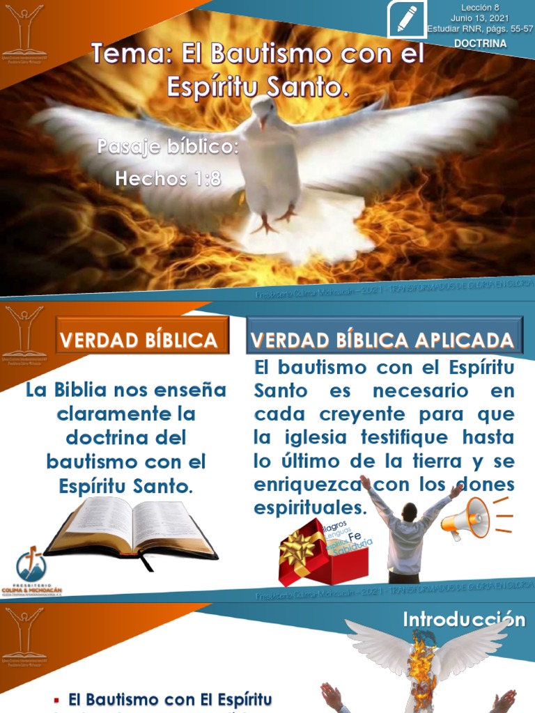 8a. El Bautismo Con El Espíritu Santo | PDF | espíritu Santo | Bautismo