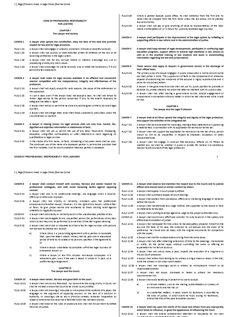 Canons of Professional Ethics For Lawyers | PDF | Lawyer | Practice Of Law