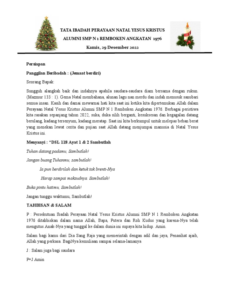 Tata Ibadah Perayaan Natal Yesus Kristus | PDF