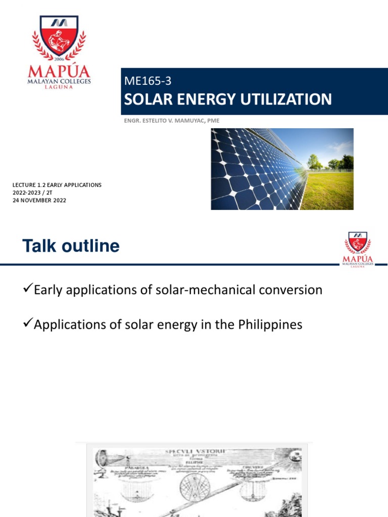 Lecture 1.2 - Solar Energy (Applications) | PDF | Solar Power ...