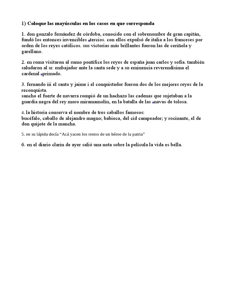 Ejercicios - Ortografía - Mayúsculas | PDF